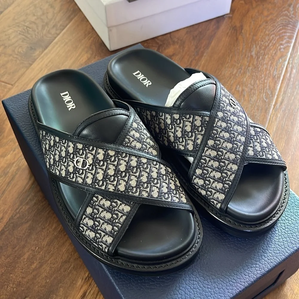 Dior | Shoes | New Dior Aqua Oblique Monogram Slide Sandals | Poshmark